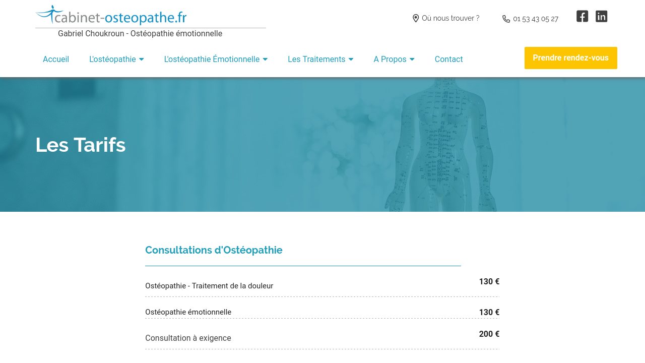 Les tarifs d'ostéopathie Paris